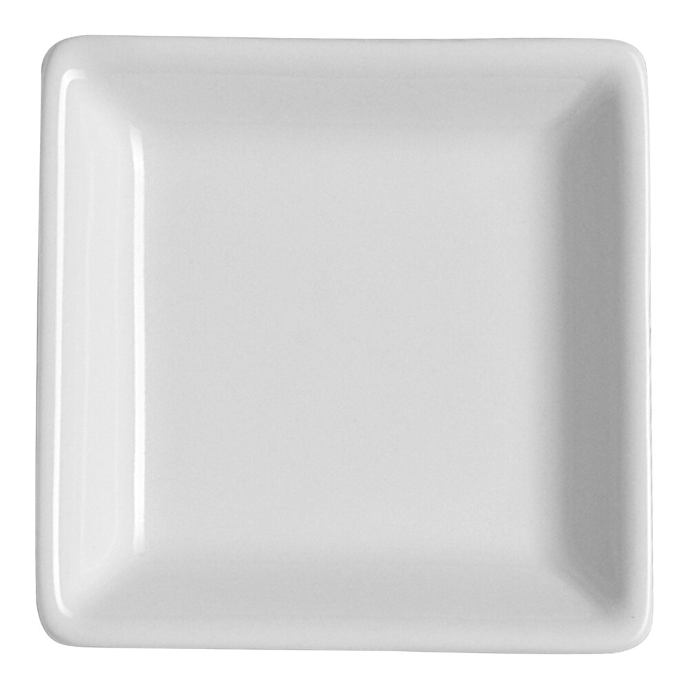 Ariane Miniature 2 9/16" Ivory Square Porcelain Plate - 18/Case