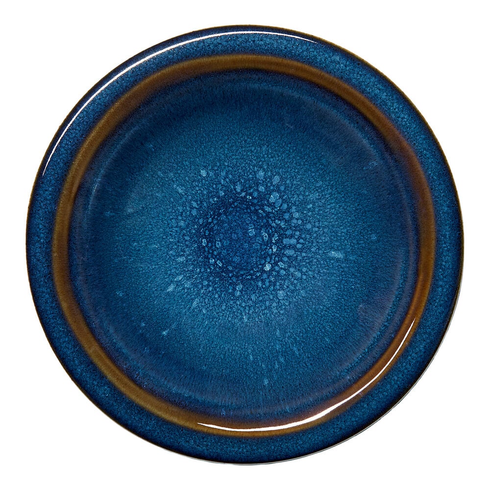 Ariane Splash Denim 8 1/4" Blue Round Embossed Porcelain Coupe Flat ...