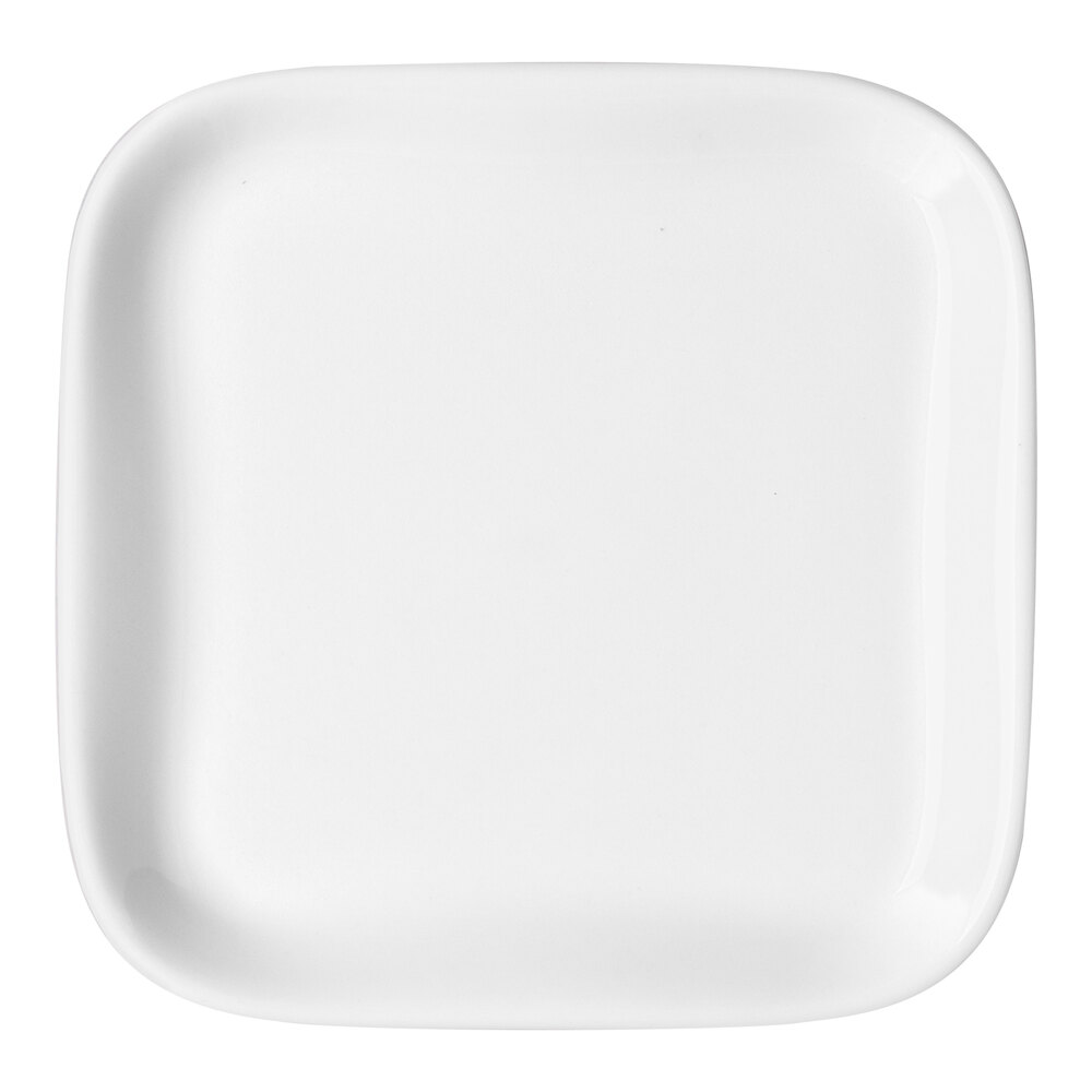 Ariane Miniature 4 1/2" Ivory Square Porcelain Plate - 18/Case