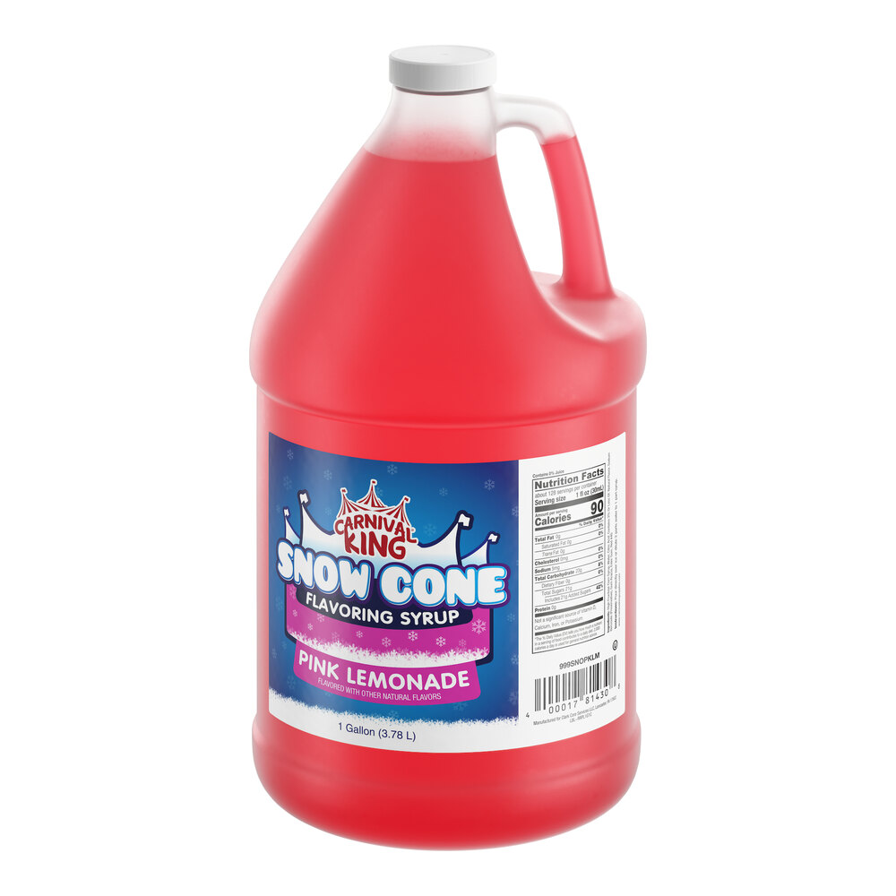 Carnival King Pink Lemonade Snow Cone Syrup 1 Gallon - 4/Case