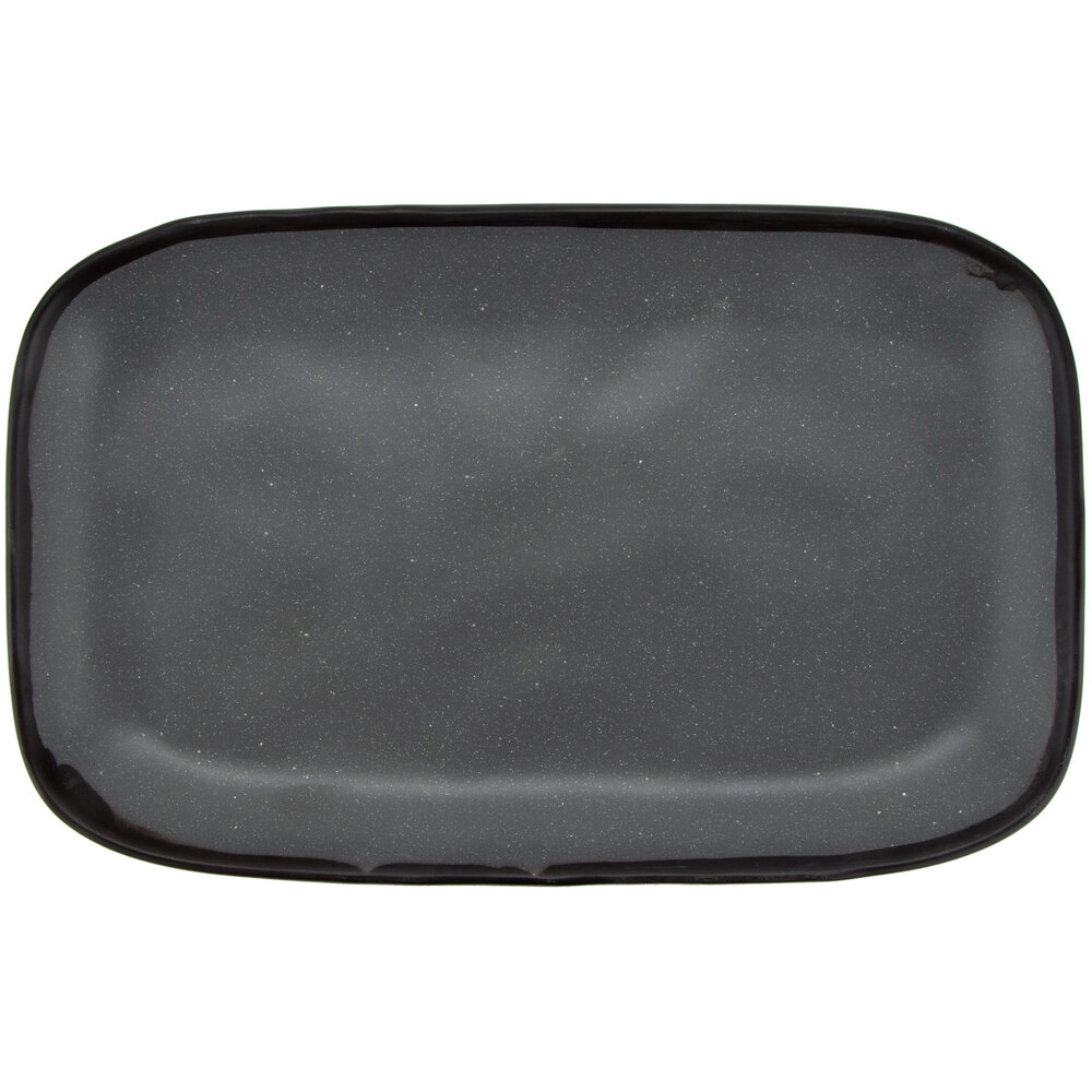 GET Pottery Market Matte 12" x 7 1/2" Speckled Gray Melamine ...