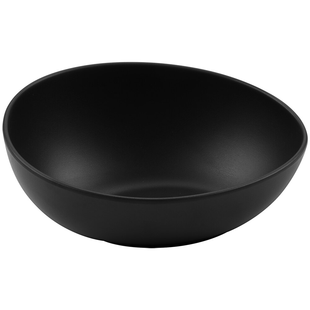 GET Riverstone 20 oz. Dark Gray Irregular Round Matte Melamine Serving ...