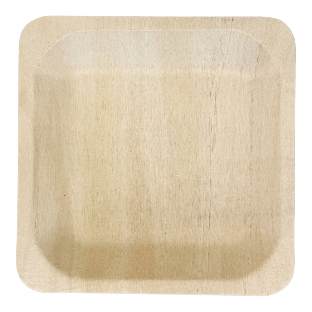 VerTerra 6" Square Alpine Birch Wood Plate - 300/Case