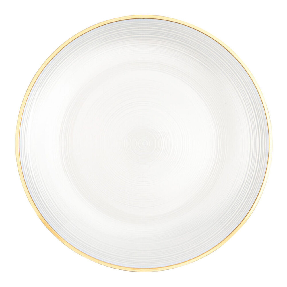 Posh Setting Crystal Design 9" Pearl White Round Plastic Plate with ...