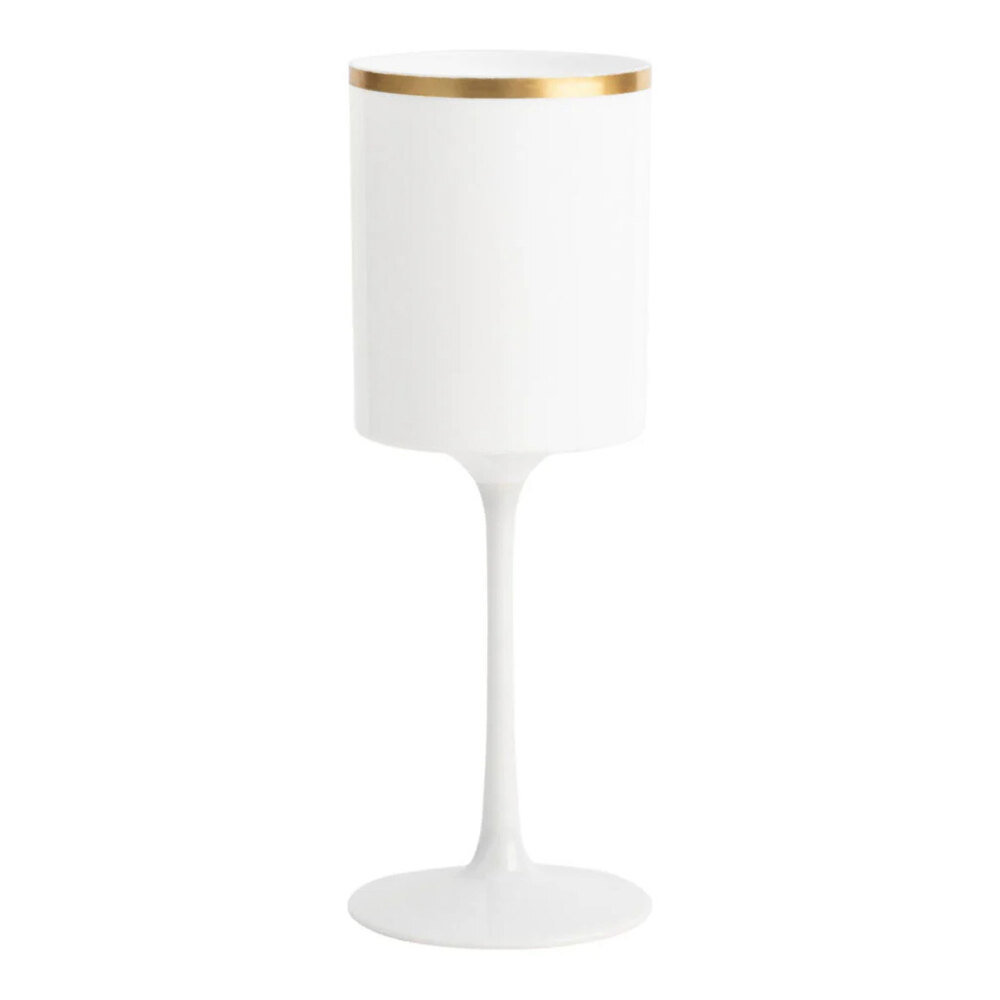 Posh Setting 14 oz. White Plastic Wine Goblet with Gold Rim - 60/Case