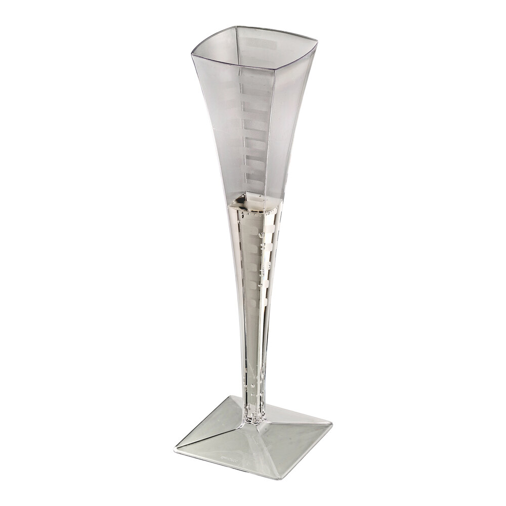 Fineline Solid Squares 5 oz. Clear Plastic Champagne Flute - 72/Case