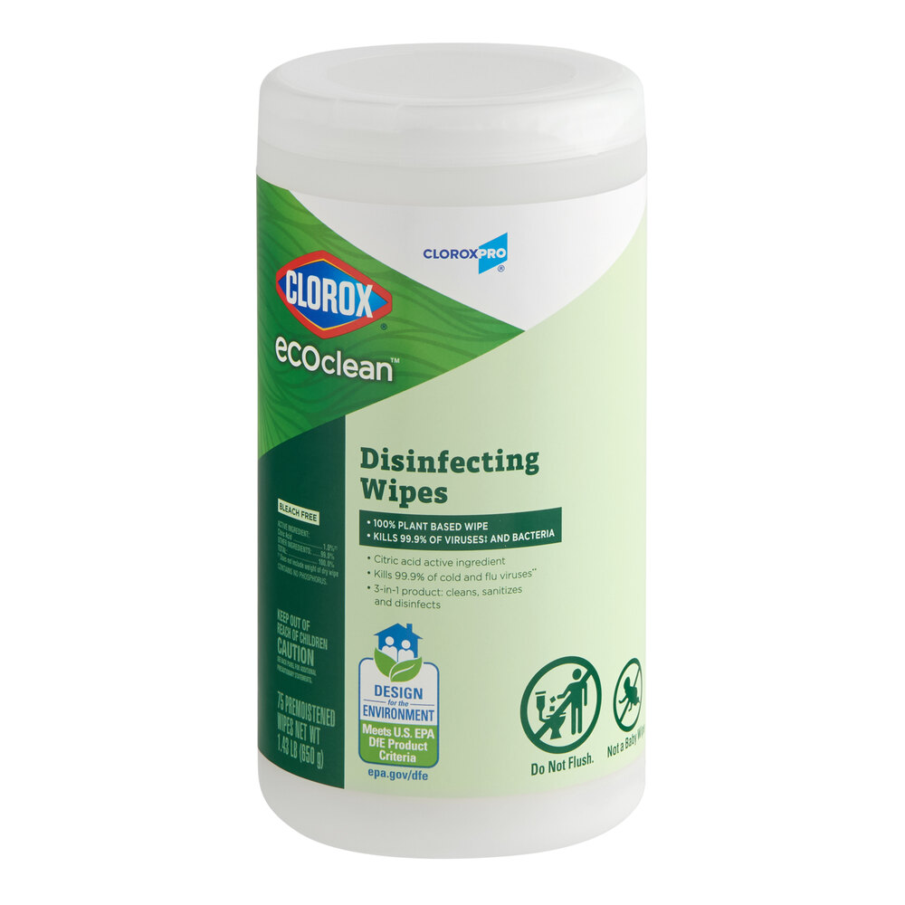 CloroxPro Clorox EcoClean CLO60605CT 75-Count Disinfecting Wipes - 6/Case
