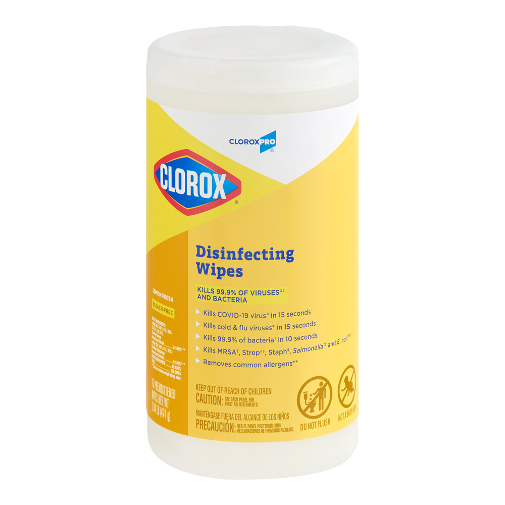 CloroxPro Clorox CLO15948CT 75-Count Lemon Fresh Scent Disinfecting Wipes - 6/Case