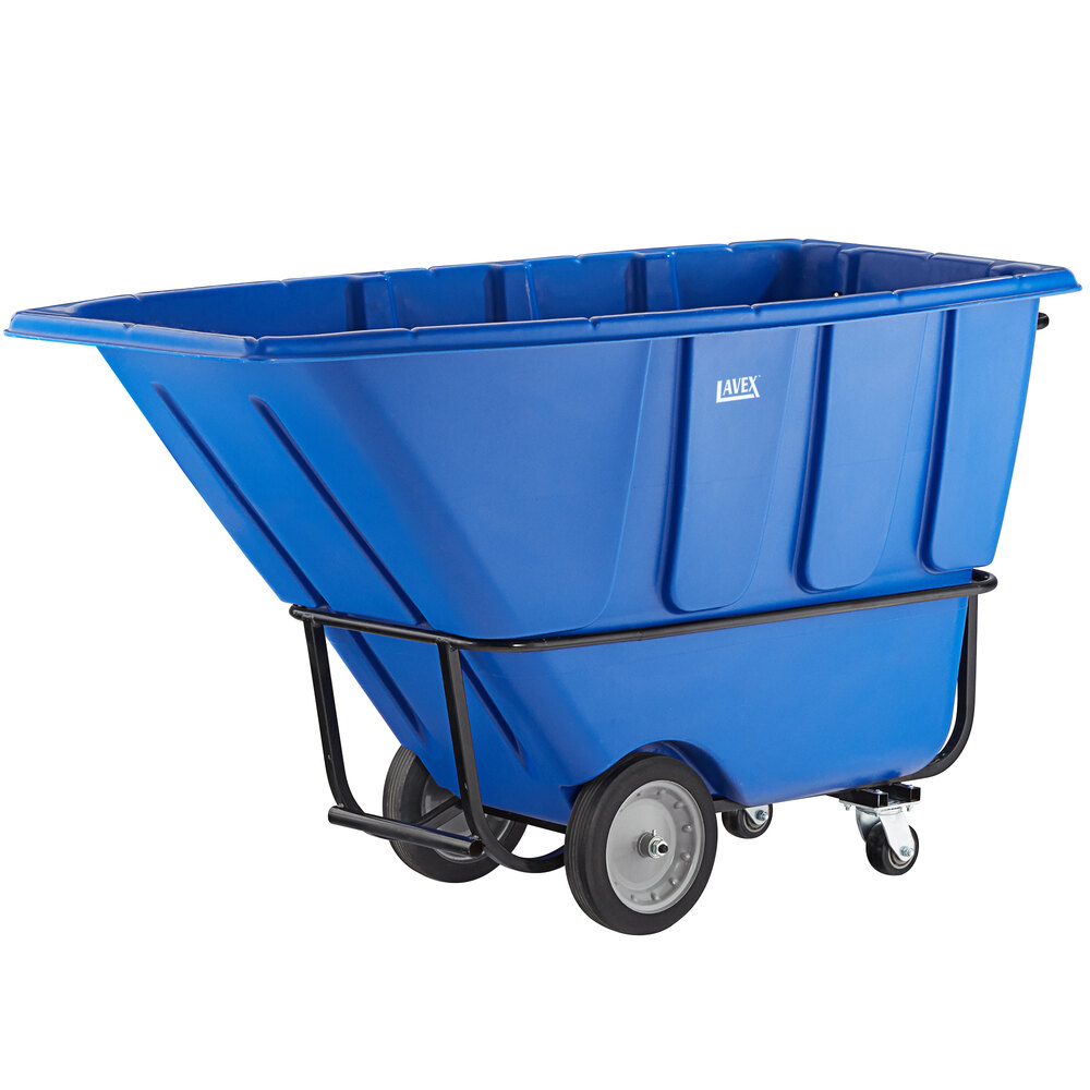 Lavex 1 Cubic Yard Blue Towable Heavy-Duty Tilt Truck / Trash Cart ...