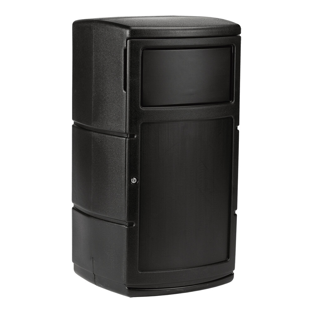 Commercial Zone 775101 PolyTec 25 Gallon Black Square Side Entry Trash ...