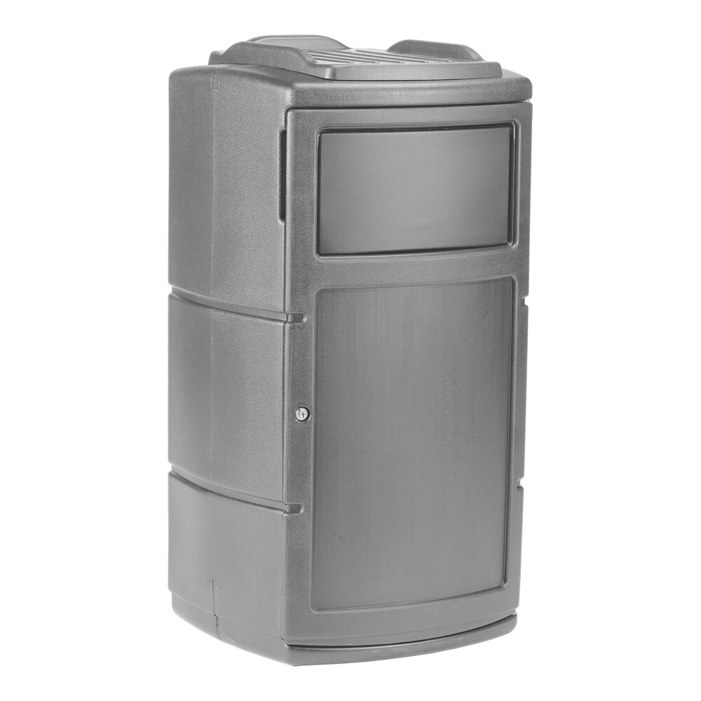 Commercial Zone 775903SE PolyTec 25 Gallon Gray Square Side Entry Trash ...