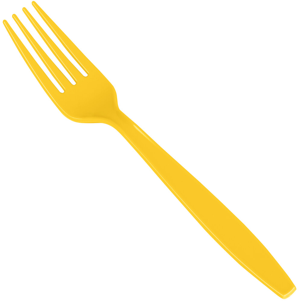 Creative Converting 7 1/8" School Bus Yellow Heavy Weight Plastic Fork ...