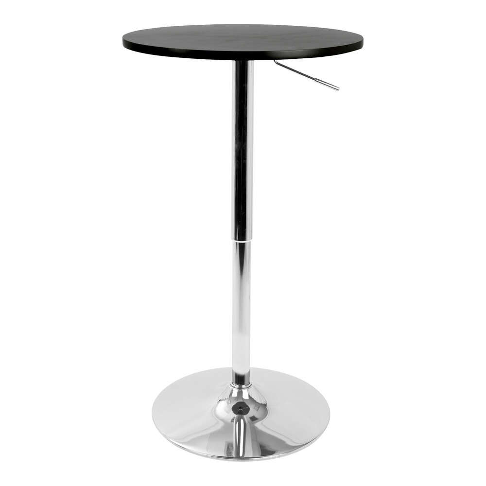 LumiSource 24" Round Black MDF Adjustable Height Bar / Pub Table with ...