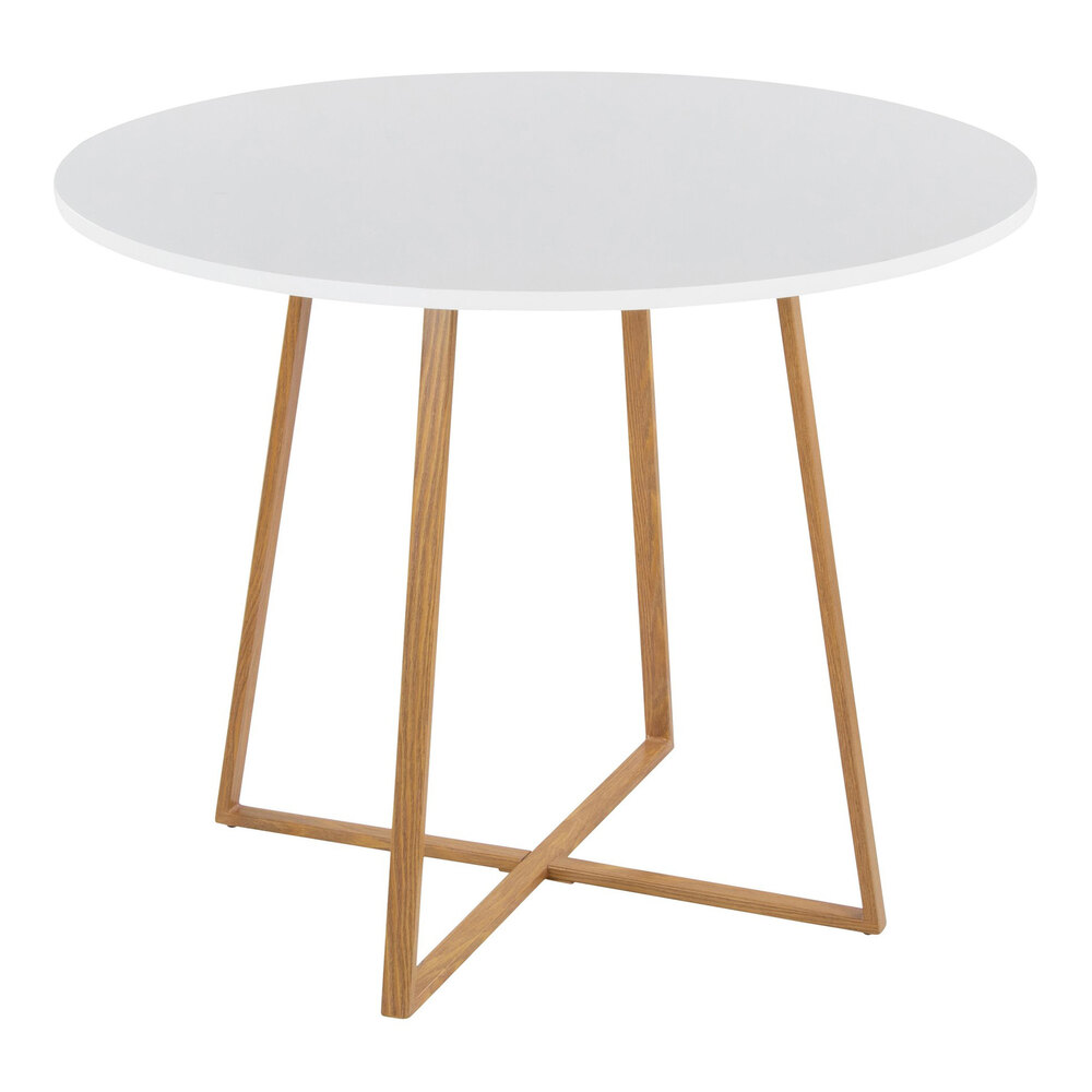 LumiSource Cosmo 38" Round White MDF Standard Height Table with Natural ...