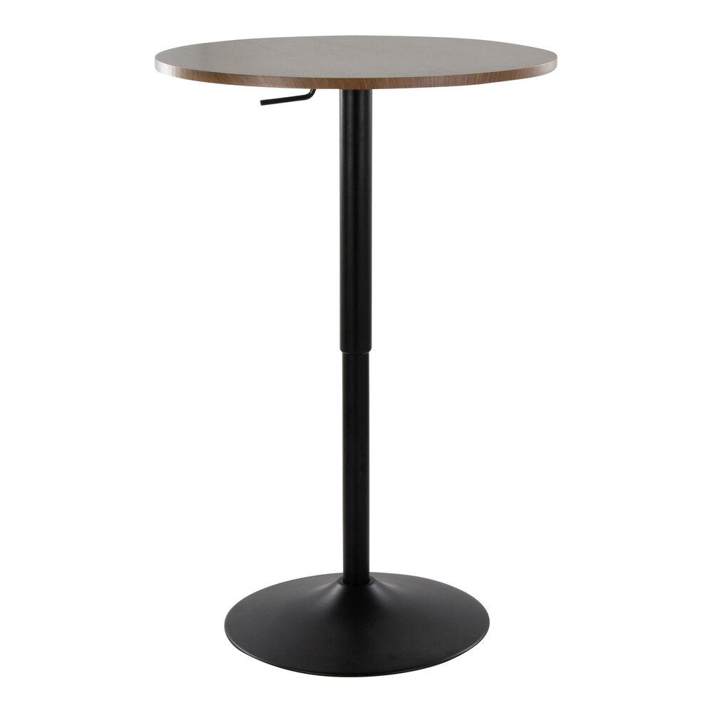 LumiSource Elia 28" Round Walnut Wood Adjustable Height Bar Table with ...