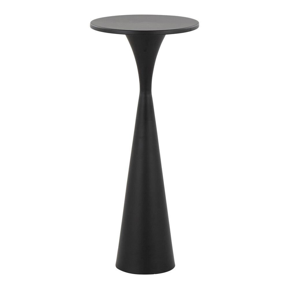 LumiSource Gemma 10" Round Black Steel Side Table with Hourglass Base