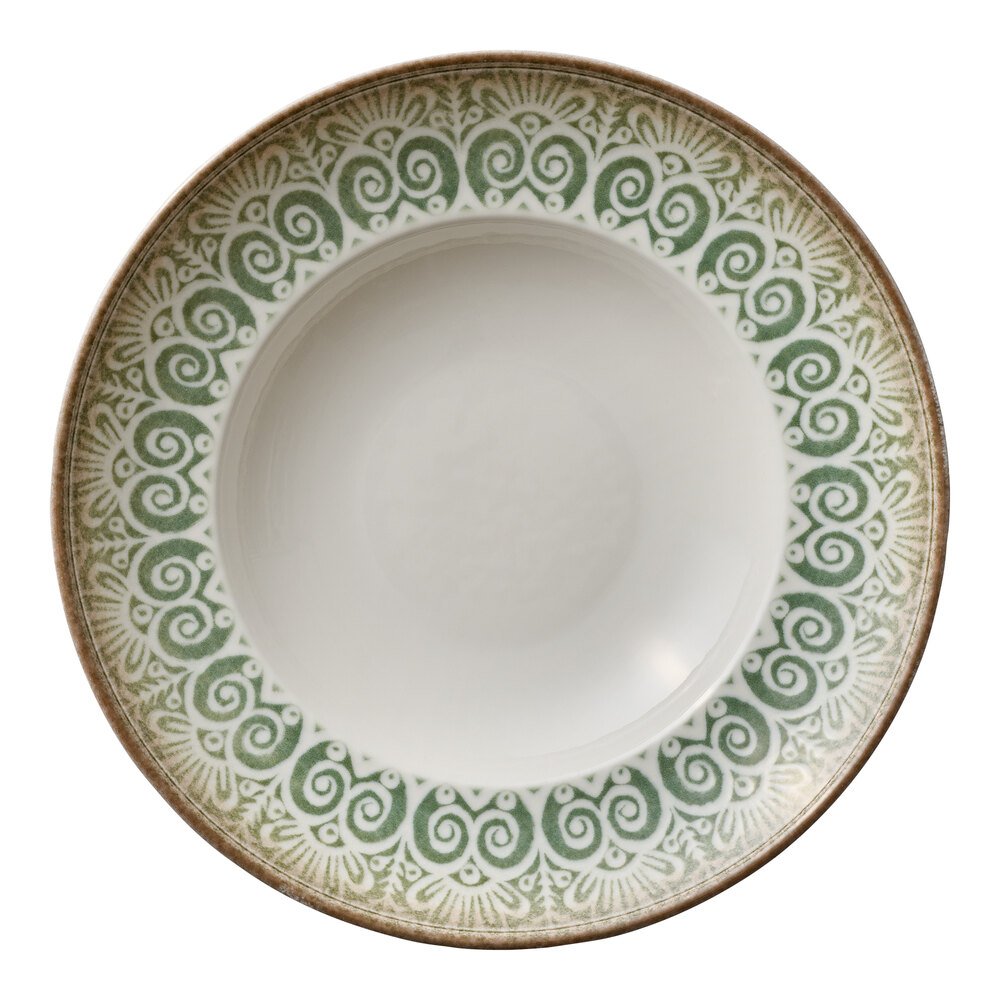 Heart & Soul Soulmate 10 7/8" Round Jade Porcelain Deep Coupe Plate - 6 ...