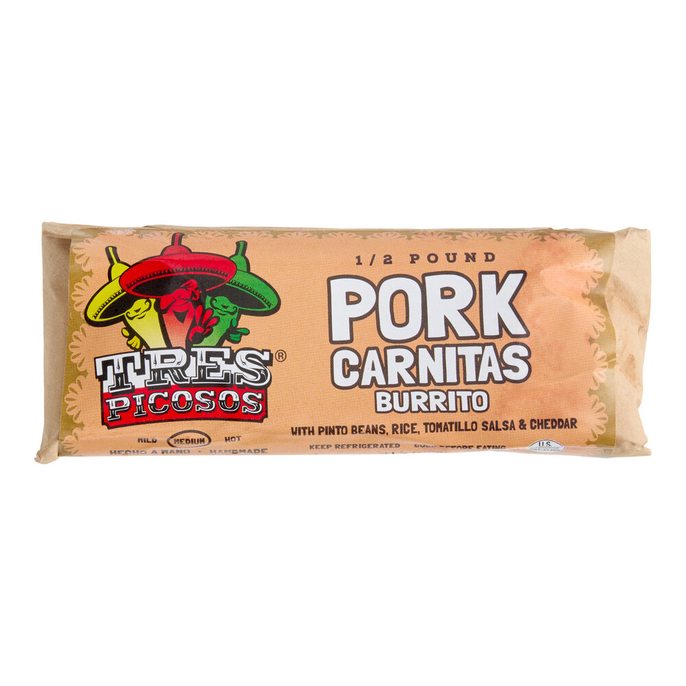 Tres Picosos Pork Carnitas Burrito 8 oz. - 12/Case