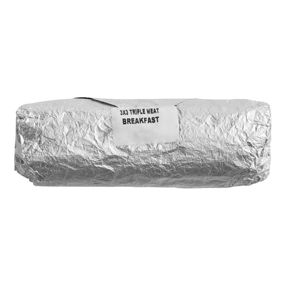 Tres Picosos Foil-Wrapped 3X3 Triple Meat Breakfast Burrito 8 oz. - 20/Case