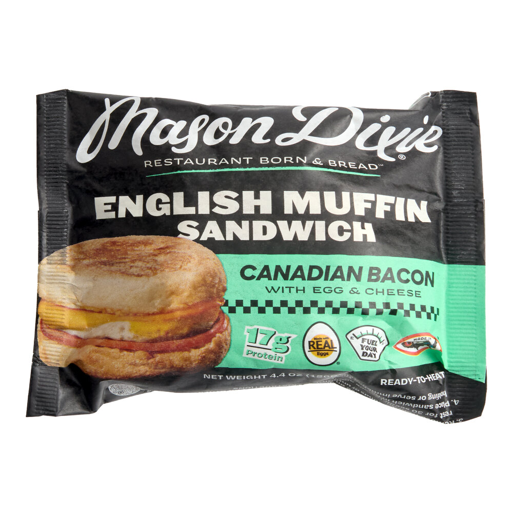 Mason Dixie Canadian Bacon, Egg, and Cheese English Muffin Breakfast ...