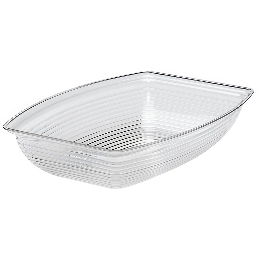 Cambro 2.9 Qt. Clear Camwear® Rectangular Ribbed Bowl - 12/Case