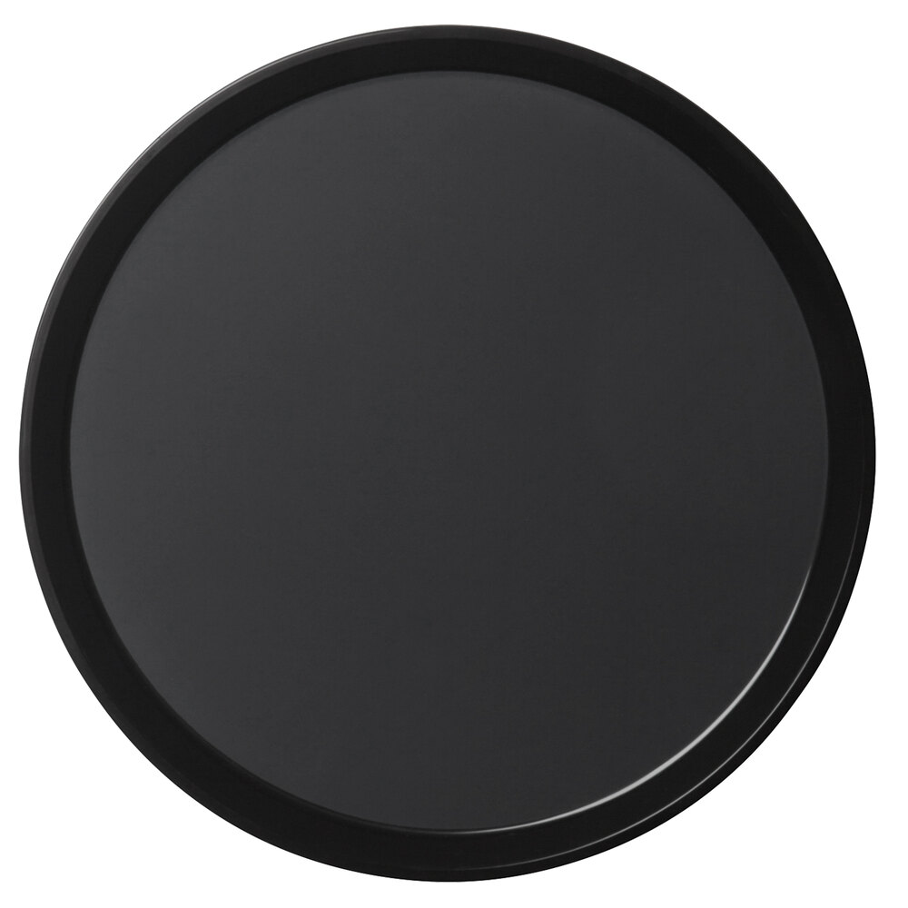 Cambro 16" Black Round Polytread Non-Skid Serving Tray PT1600110 - 12/Case