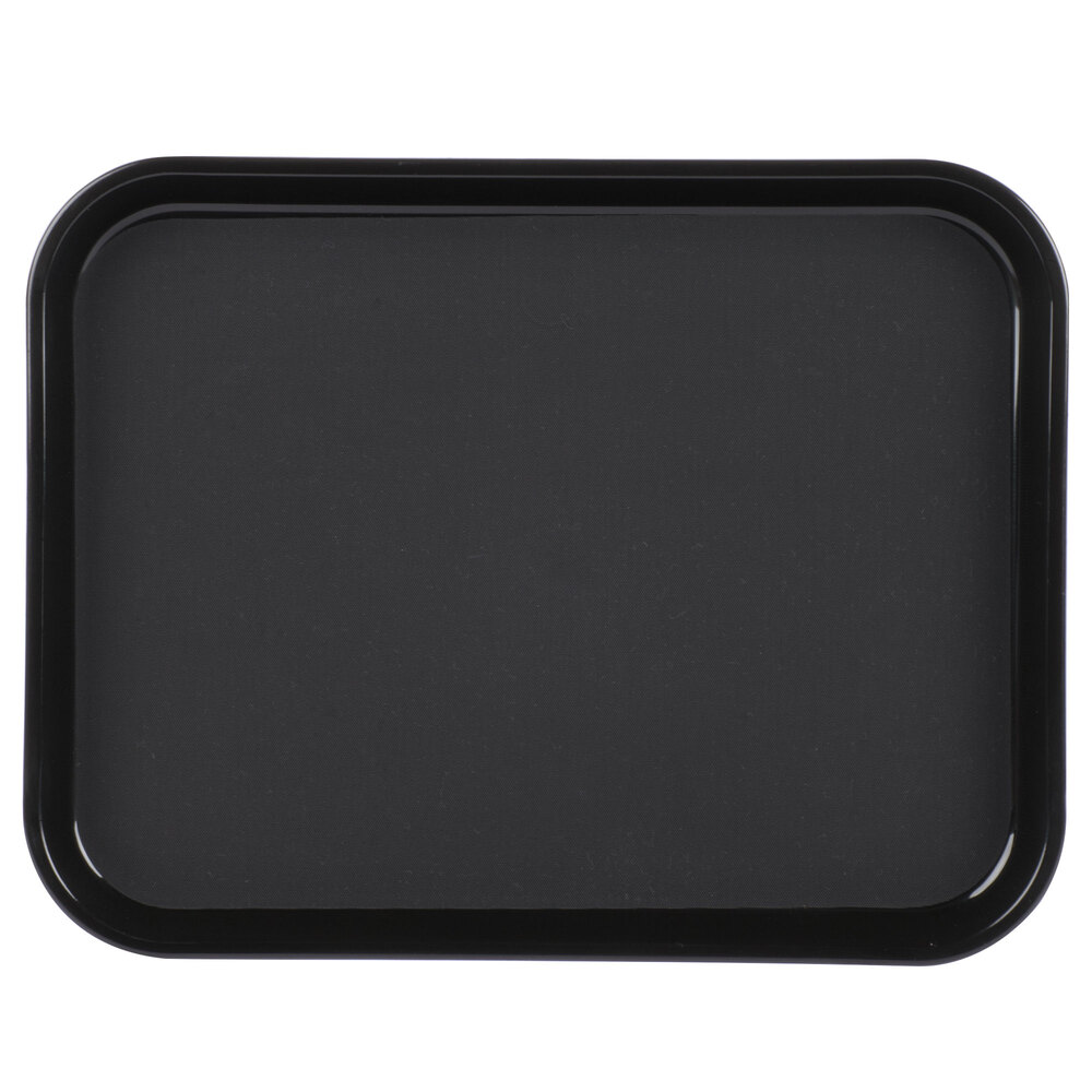 Cambro 10" x 14" Black Rectangular Polytread Non-Skid Serving Tray ...