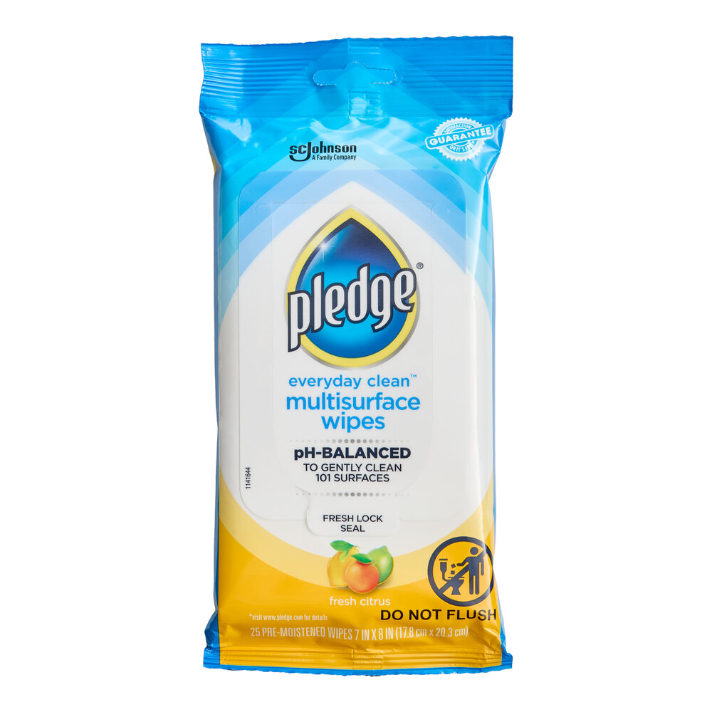 SC Johnson Pledge® Everyday Clean 336274 7" x 8" 25-Count Fresh Citrus ...
