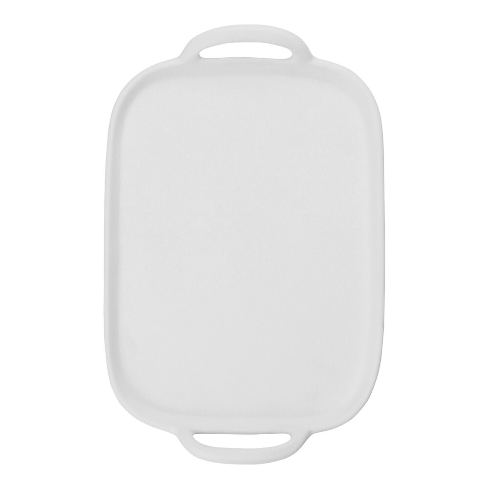 TableCraft 14" x 10" Rectangular Faux Cast Iron White Melamine Serving Tray - 6/Case