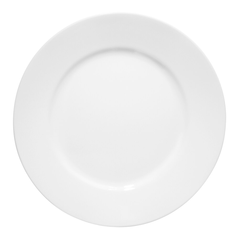 Corelle Premium Wide Rim 11" Round Glass Bright White Wide Rim Plate ...