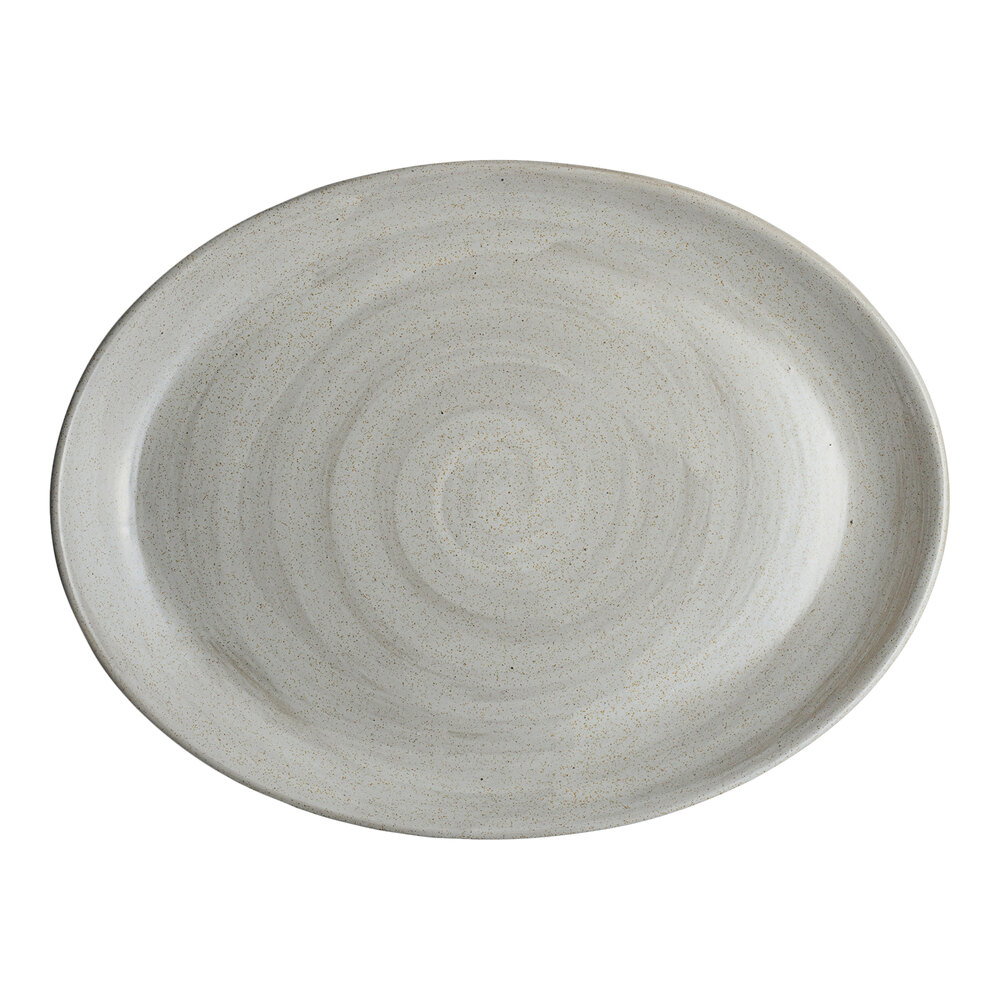 Maham Studio Carnaby from Steelite International 8" x 6" Oval Dove Stoneware Platter - 24/Case