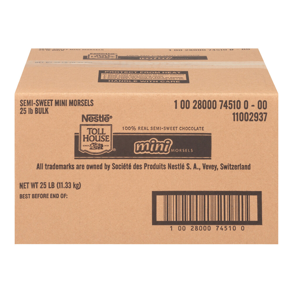 Nestle Toll House Mini Semi-Sweet Chocolate 4M Morsels 25 lb.