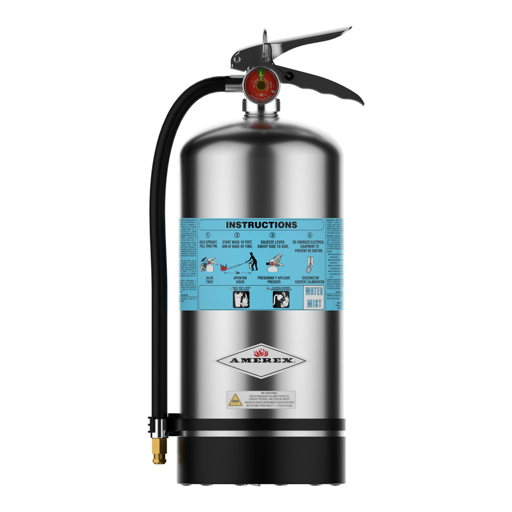 Amerex C270 1.75 Gallon Polished Stainless Steel Water Mist Fire ...