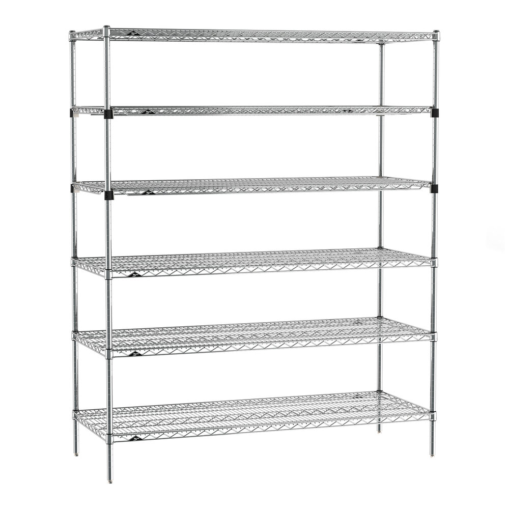 Metro Super Erecta EZ-ADD 24" x 60" Chrome 6-Shelf Stationary Shelving ...
