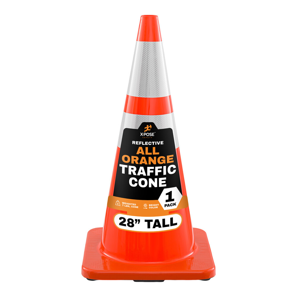 Xpose Safety 28" Orange Heavy-Duty PVC Traffic Cone with 7 lb. Anti ...