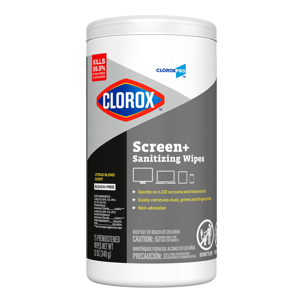 CloroxPro Clorox CLO60724CT 75-Count Citrus Screen+ Sanitizing Wipes - 6/Case
