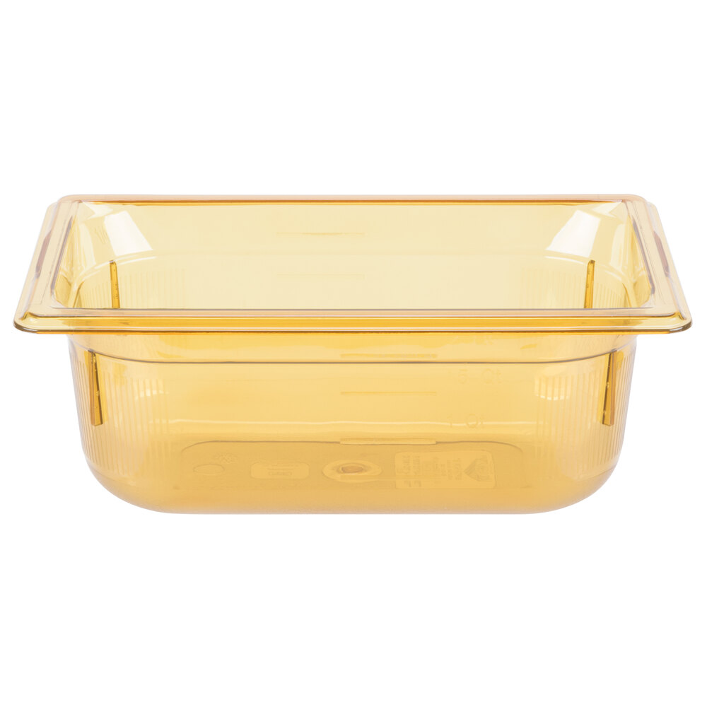 Vollrath 9044410 Super Pan® 1/4 Size Amber High Heat Plastic Food Pan ...