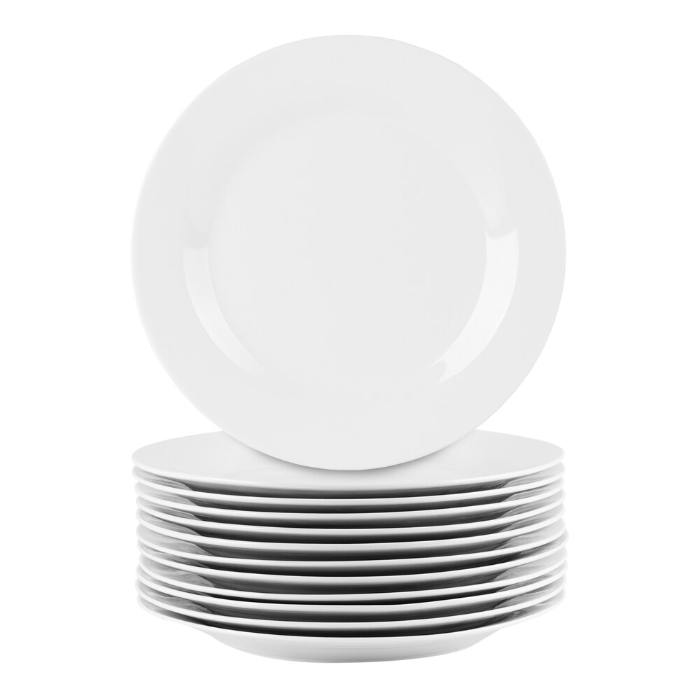 10 Strawberry Street Catering 10 1/2" Round White Wide Rim Porcelain ...