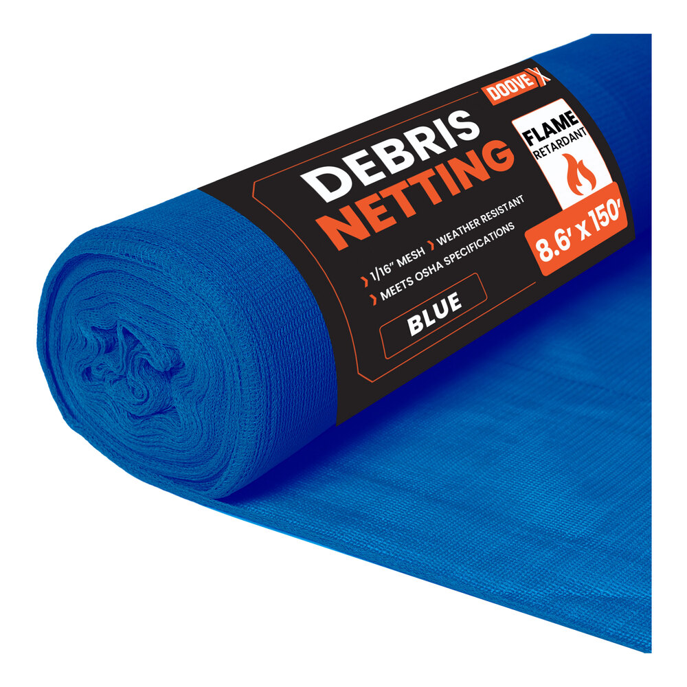 Doovex 8 5/8' x 150' Blue 1/16" Fire-Retardant Mesh Safety Debris ...