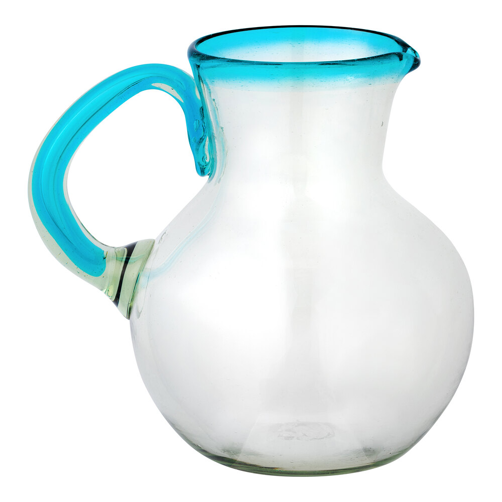 10 Strawberry Street Aqua Rim 80 oz. Glass Pitcher