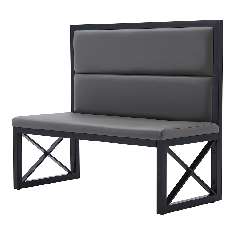 American Tables & Seating 47 1/2" Long Black Metal Single Booth with ...