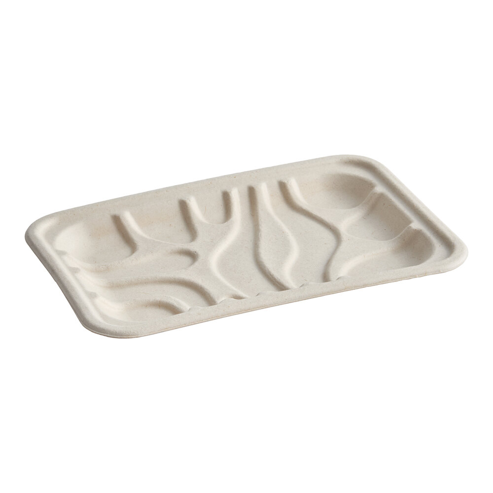 World Centric 8 3/16" x 5 11/16" x 5/8" Compostable Fiber Meat Tray ...