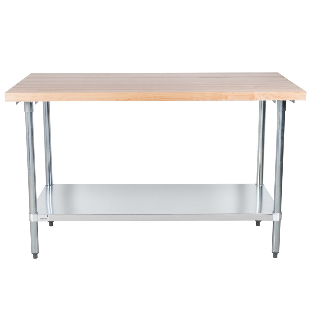 Advance Tabco H2G-245 Wood Top Work Table with Galvanized Base and ...