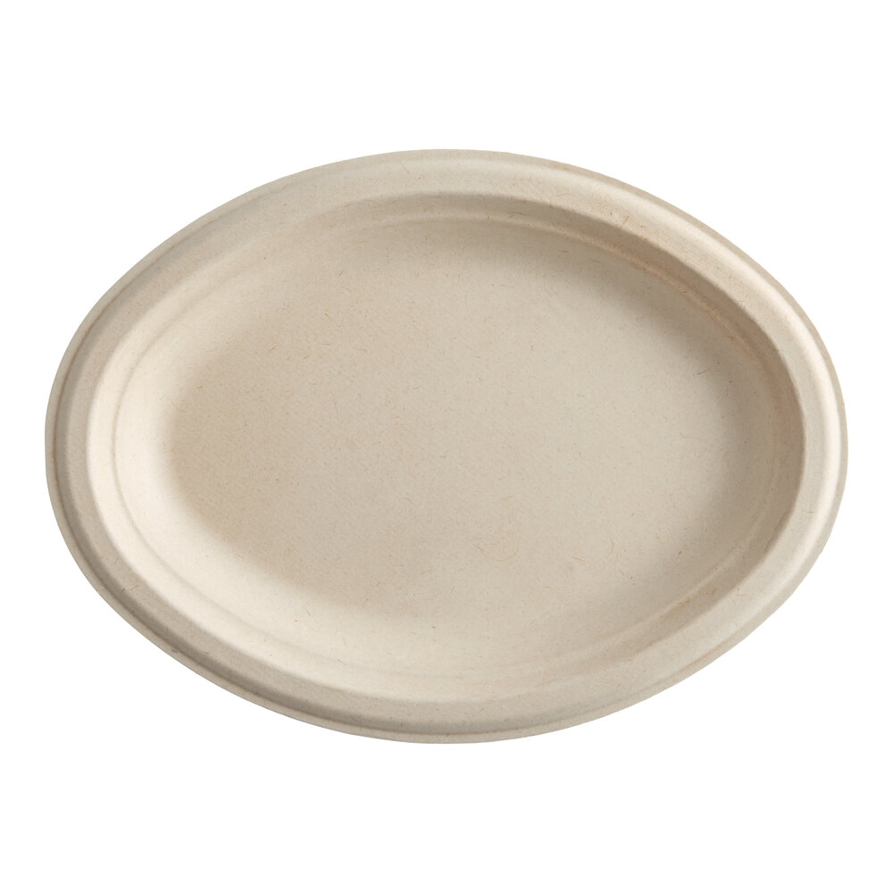 World Centric 10" No PFAS Added Oval Compostable Plant Fiber Plate with ...