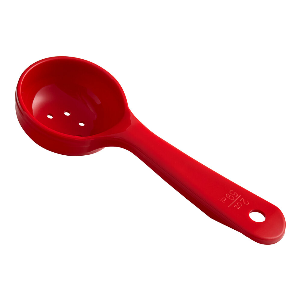 Carlisle Measure Misers 2 oz. Red Acetal Short Handle Perforated ...