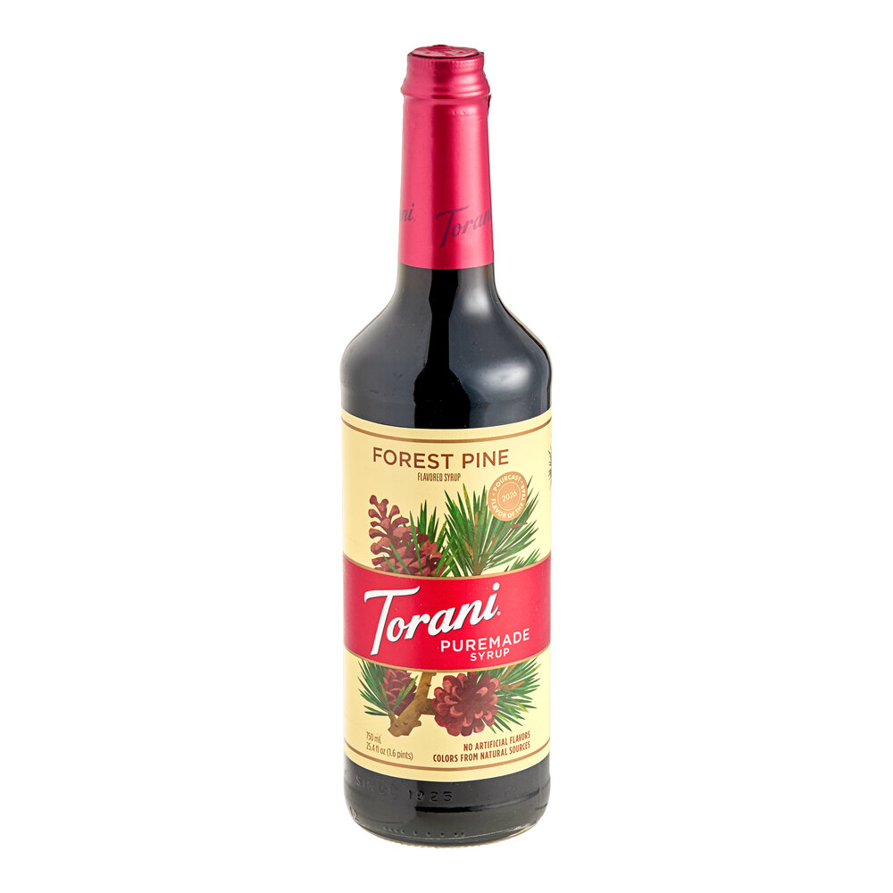 Torani Puremade Forest Pine Flavoring Syrup 750 mL Glass Bottle - 4/Case