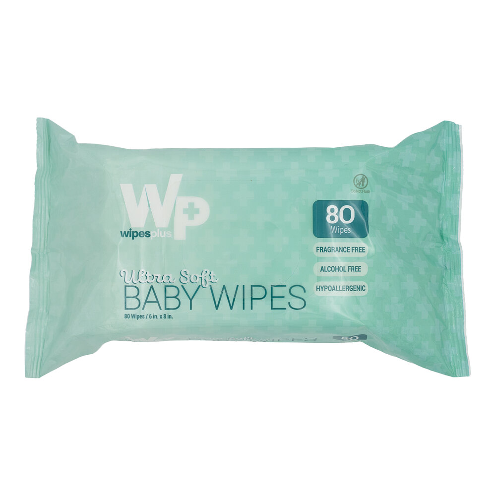 WipesPlus 80-Count Unscented Alcohol-Free Hypoallergenic Baby Wipes ...