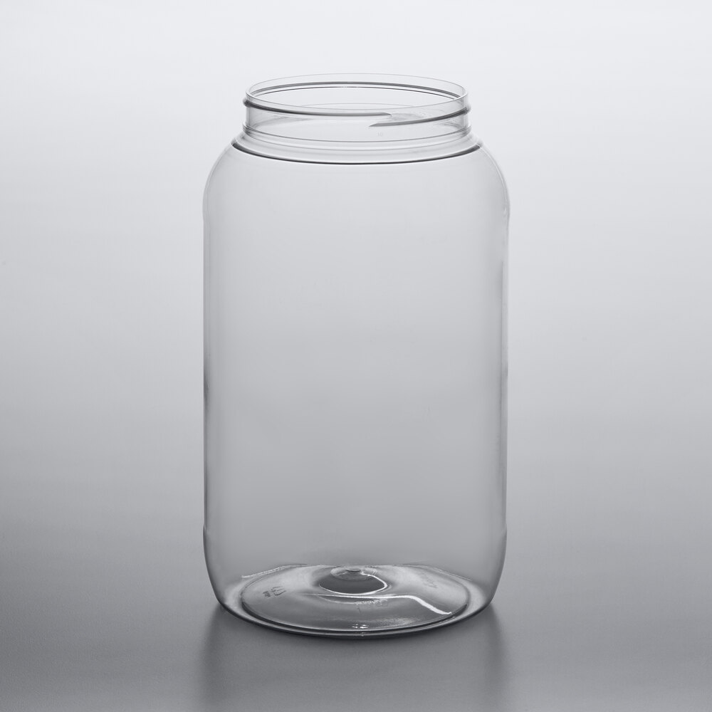 1 Gallon Clear Round PET Plastic Jar - 22/Case