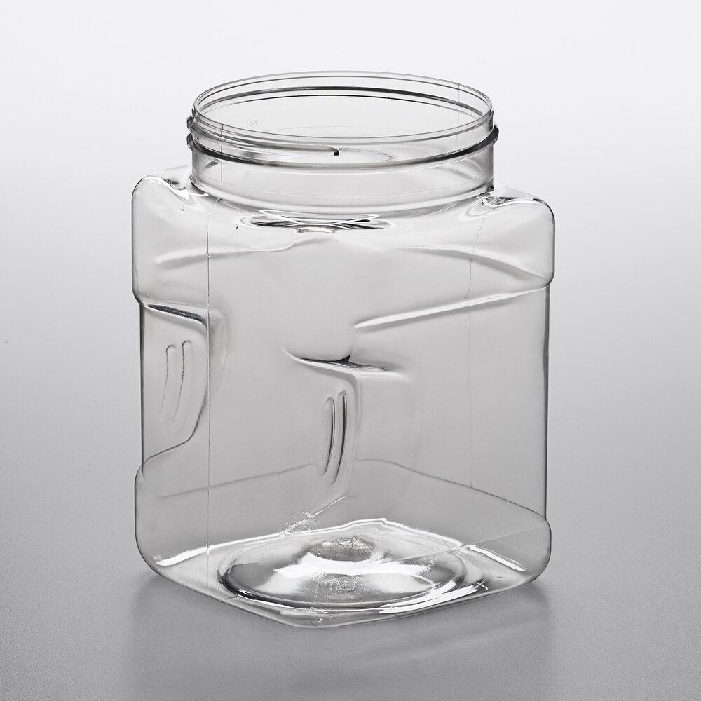 32 oz. Clear Square PET Plastic Jar with Grip - 96/Case
