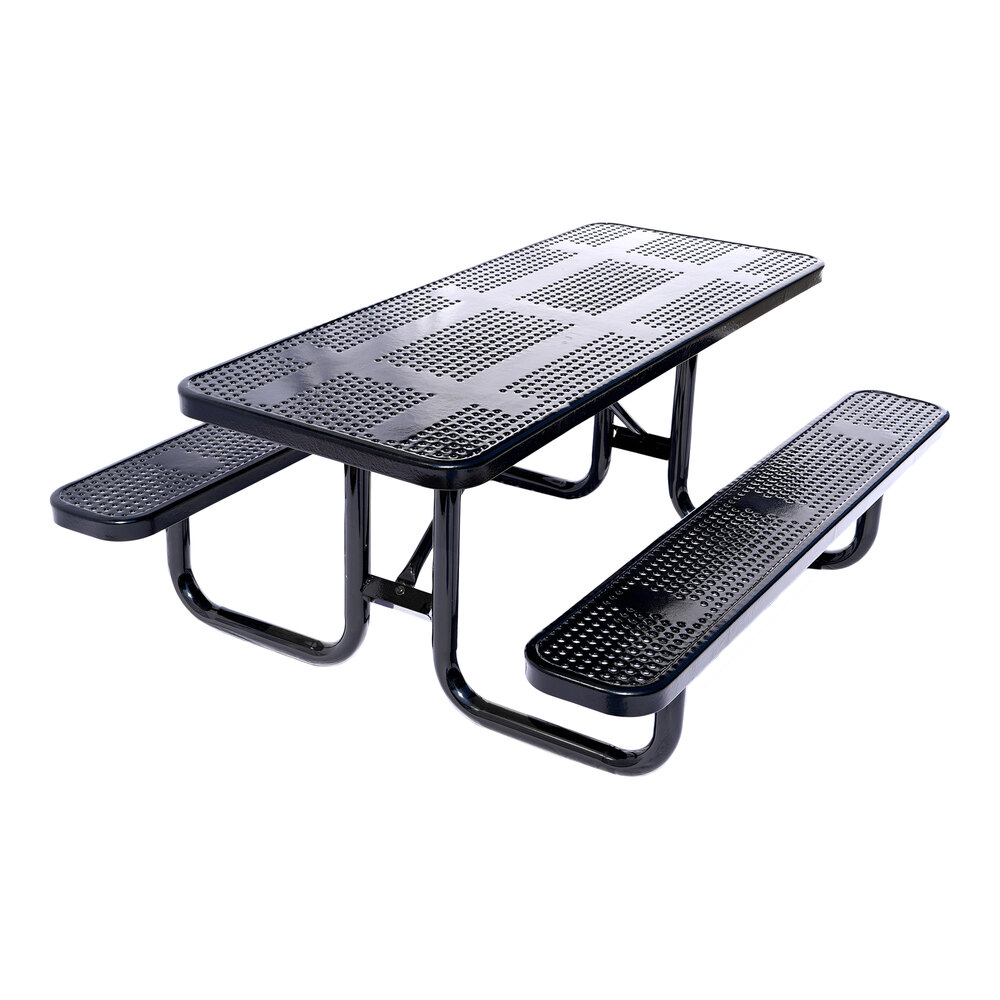Lifeyard 6' Black Perforated Metal Picnic Table